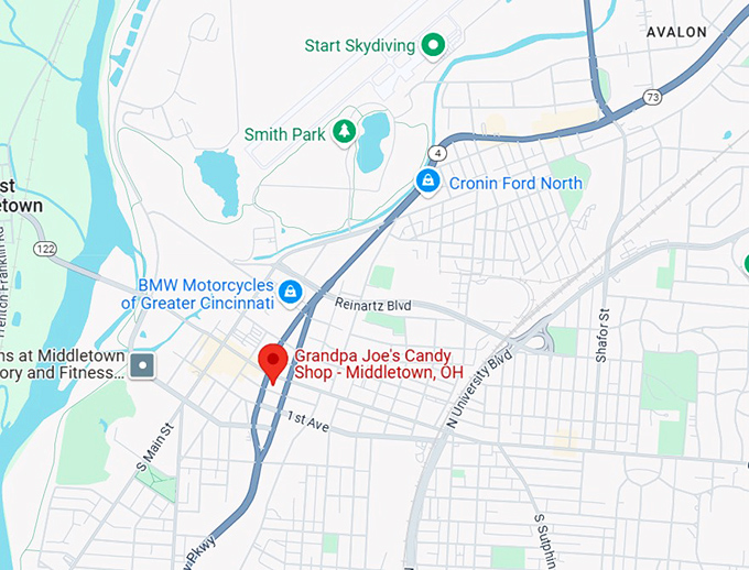 16. grandpa joe's candy shop middletown, oh map