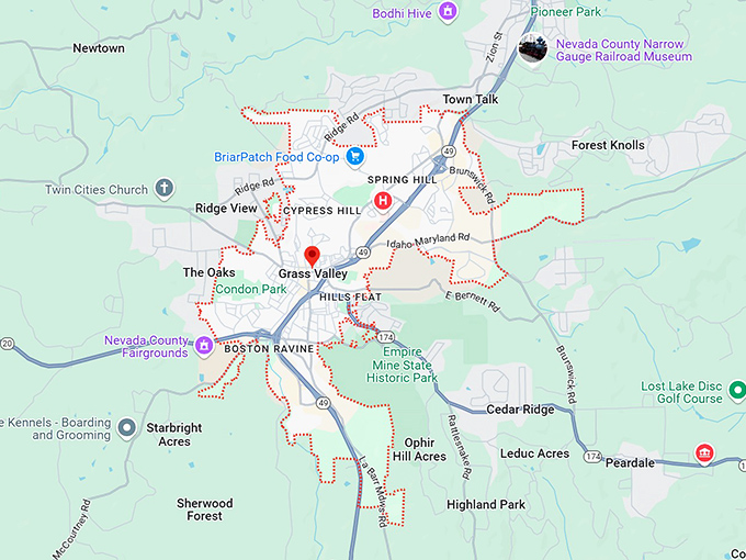 16. grass valley, ca map