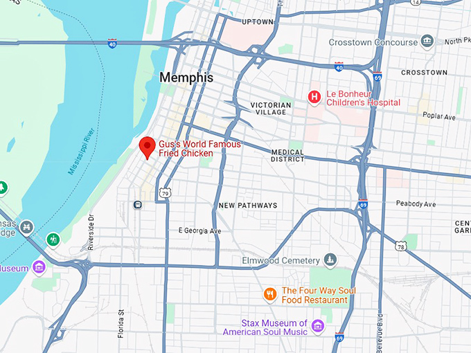 16. gus's world famous fried chicken map