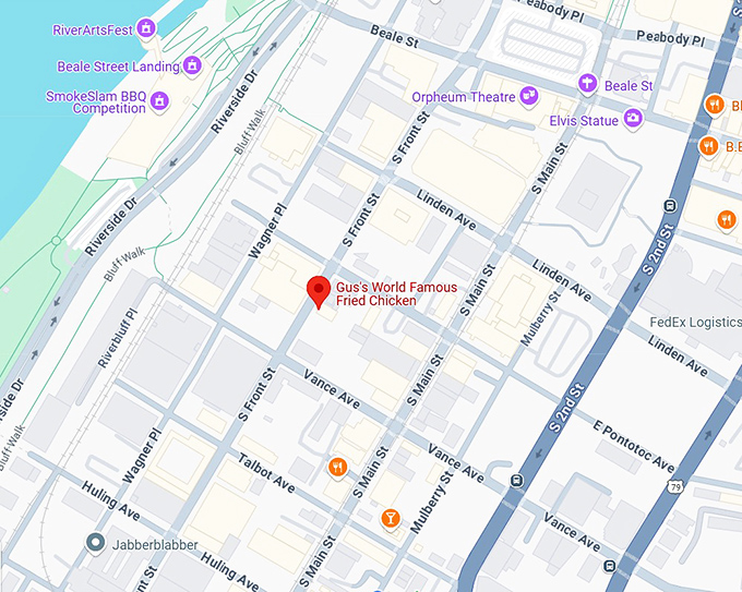 16. gus's world famous fried chicken map