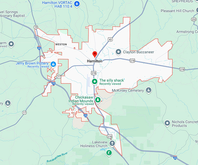 16. hamilton, al map