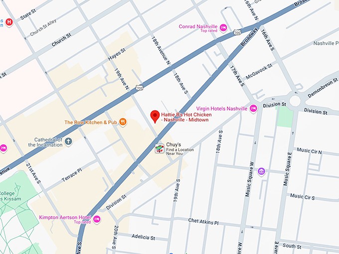 16. hattie b's hot chicken nashville midtown map