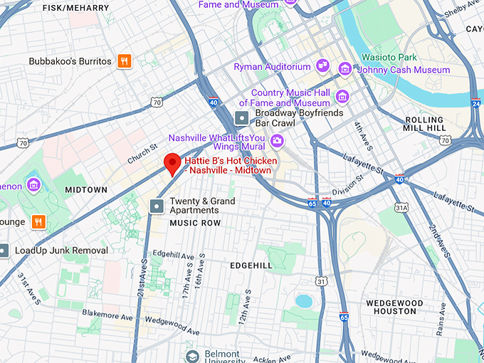 16. hattie b's hot chicken nashville midtown map