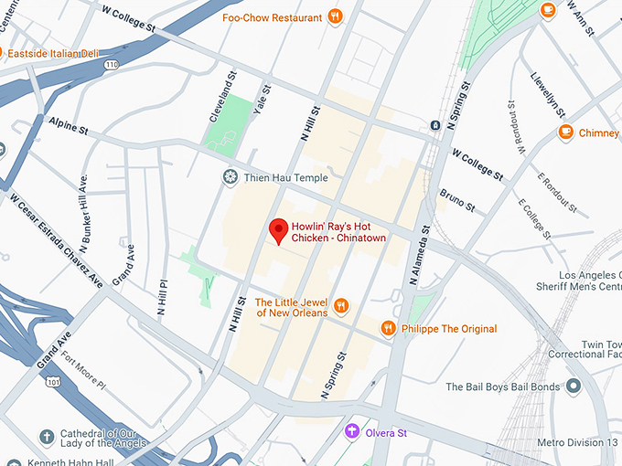 16. howlin' ray's hot chicken chinatown map