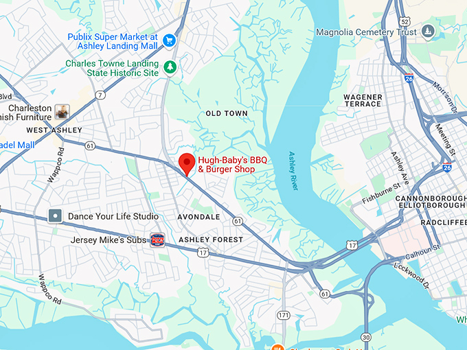 hugh baby's bbq & burger shop map