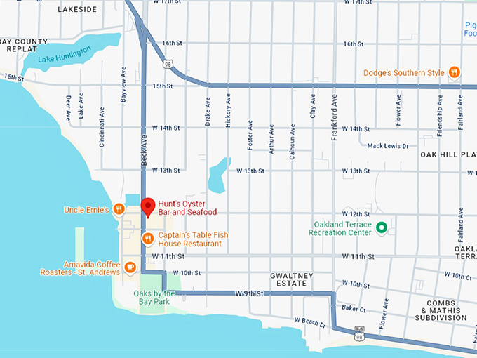 16. hunt's oyster bar and seafood map