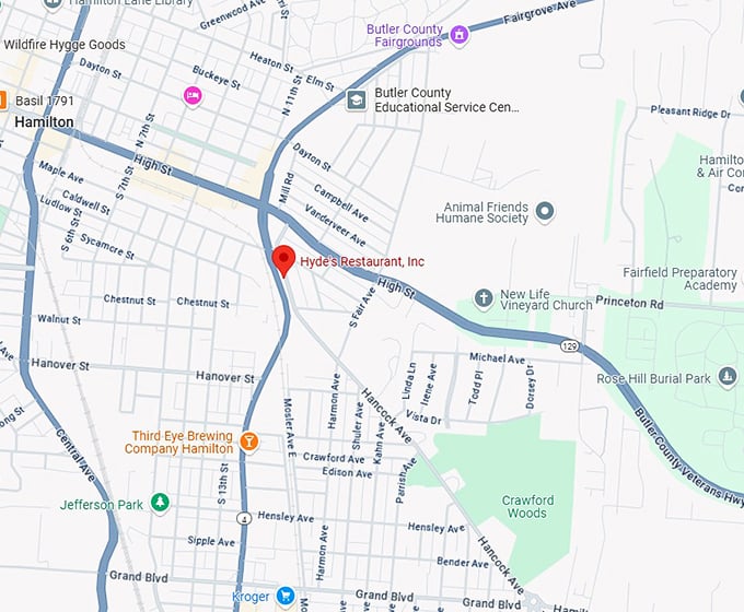 16. hyde's restaurant, inc. map