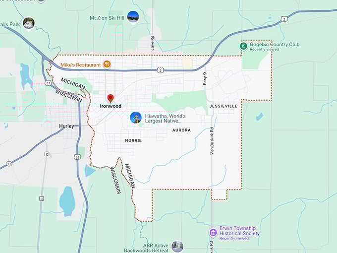 16. ironwood, mi map