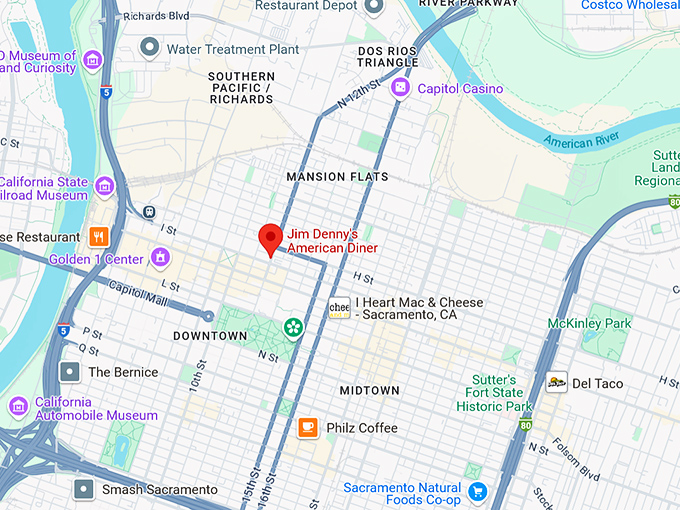 jim denny's american diner map