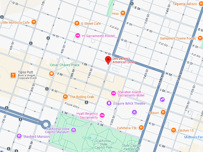 jim denny's american diner map