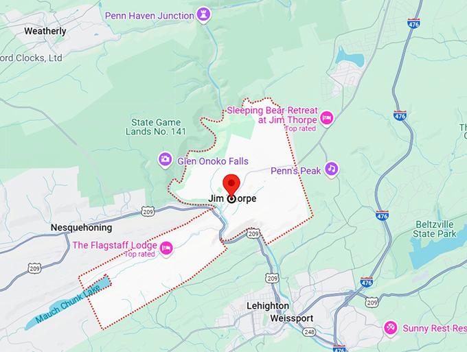 16. jim thorpe, pa map