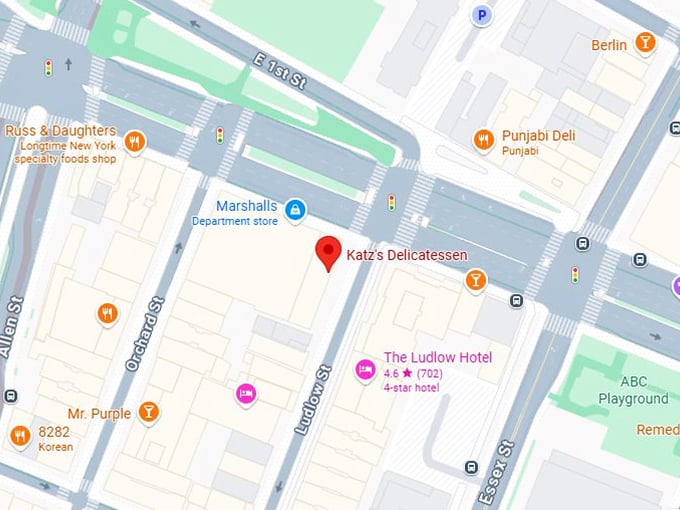 16. katz's delicatessen map