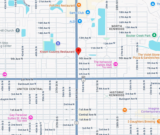 16. kissin' cuzzins restaurant map