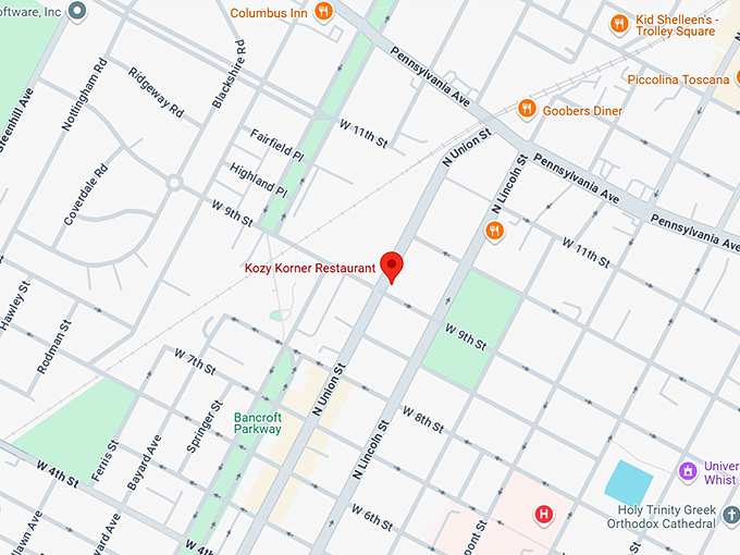 16. kozy korner restaurant map