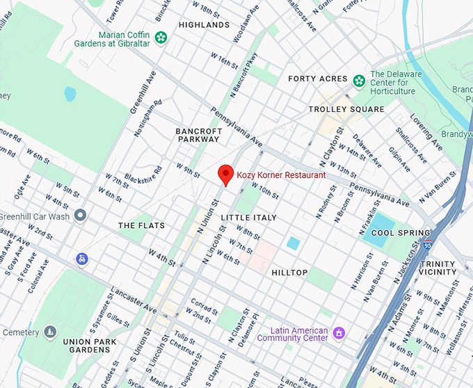 16. kozy korner restaurant map