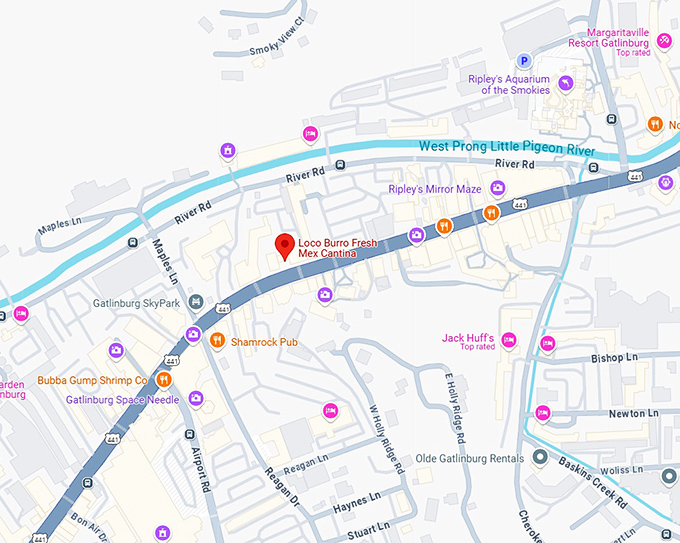 16. loco burro fresh mex cantina map