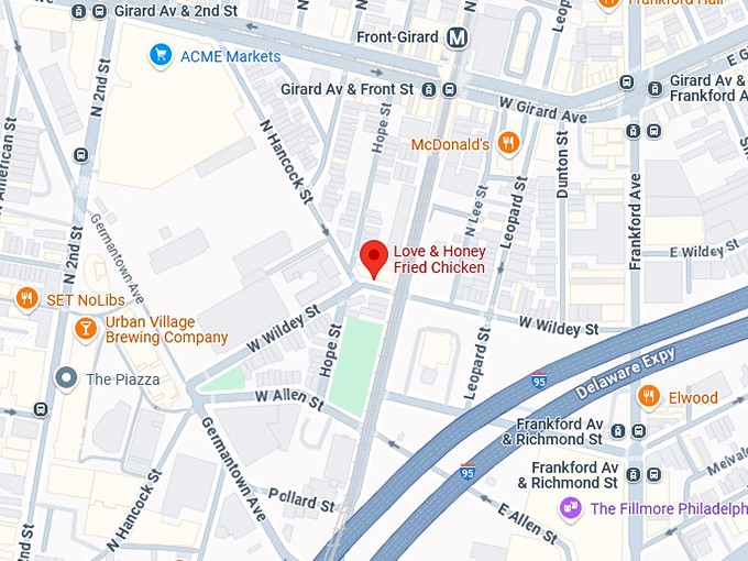 16. love & honey fried chicken map