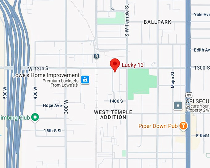 lucky 13 bar & grill map