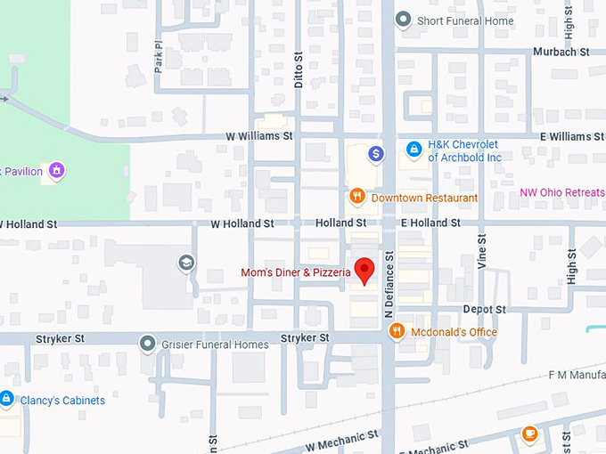 16. mom's diner & pizzeria map