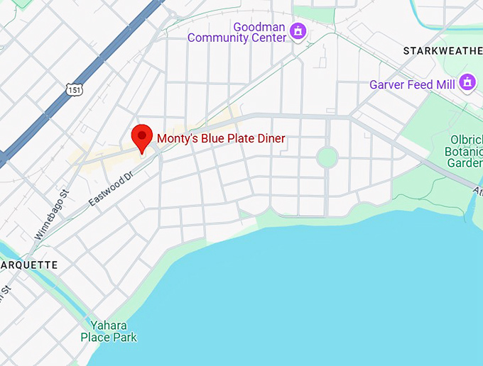16. monty's blue plate diner map