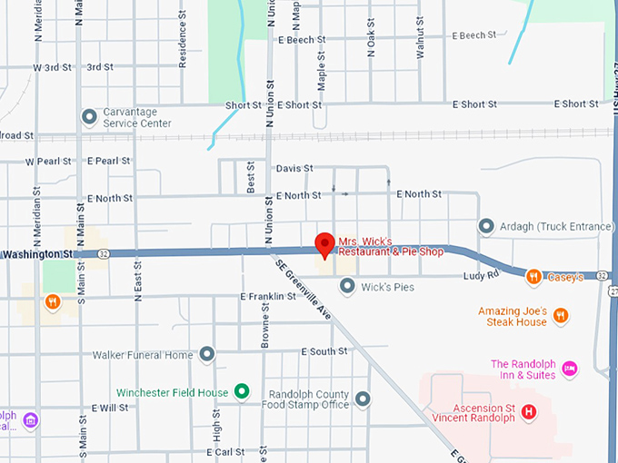 16. mrs. wick's restaurant & pie shop map