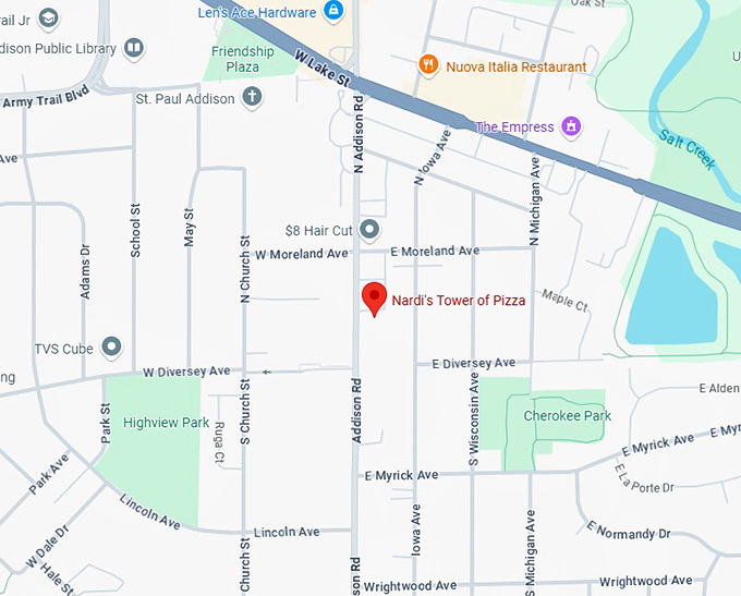 nardi's tower of pizza map