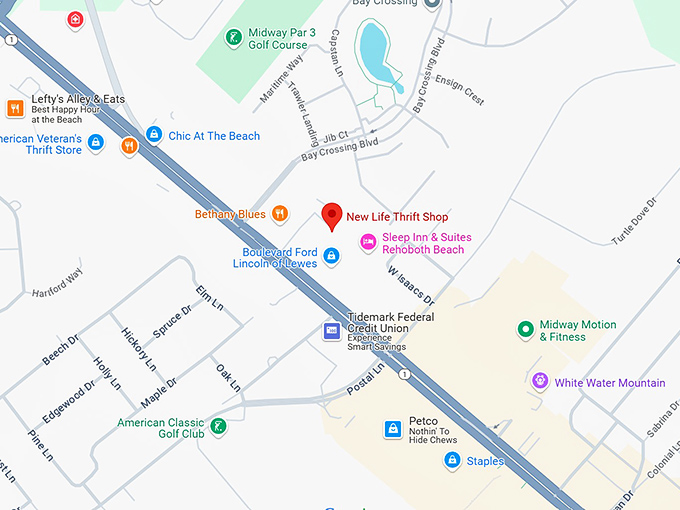 new life thrift shop map