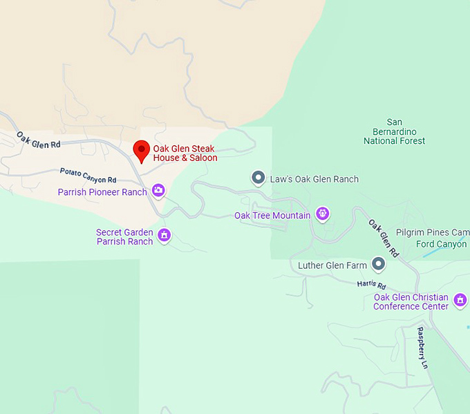 16. oak glen steak house & saloon map