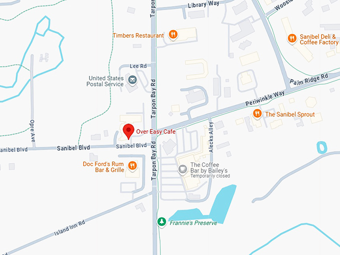 16. over easy cafe map