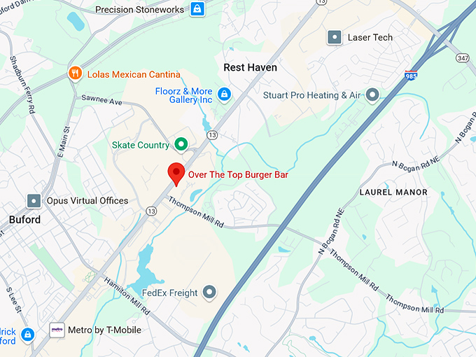 16. over the top burger bar map