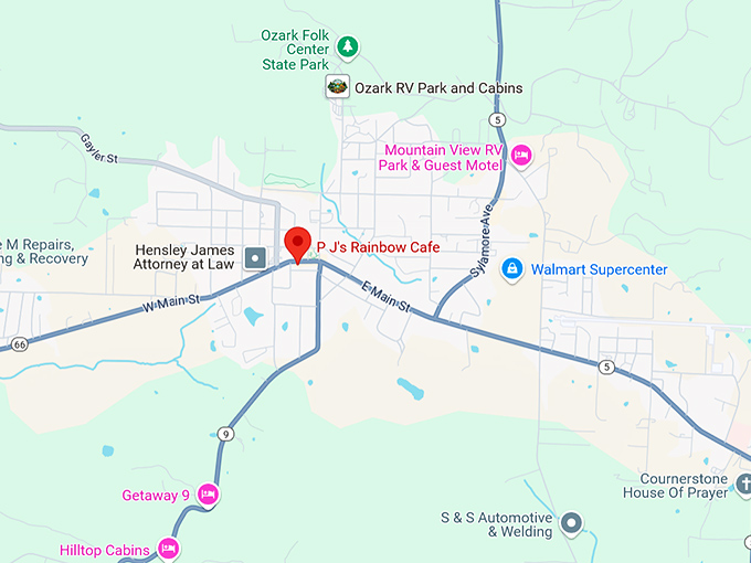 16. p j's rainbow cafe map