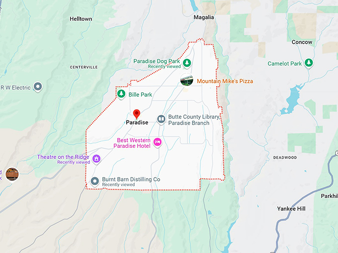 16. paradise, ca map