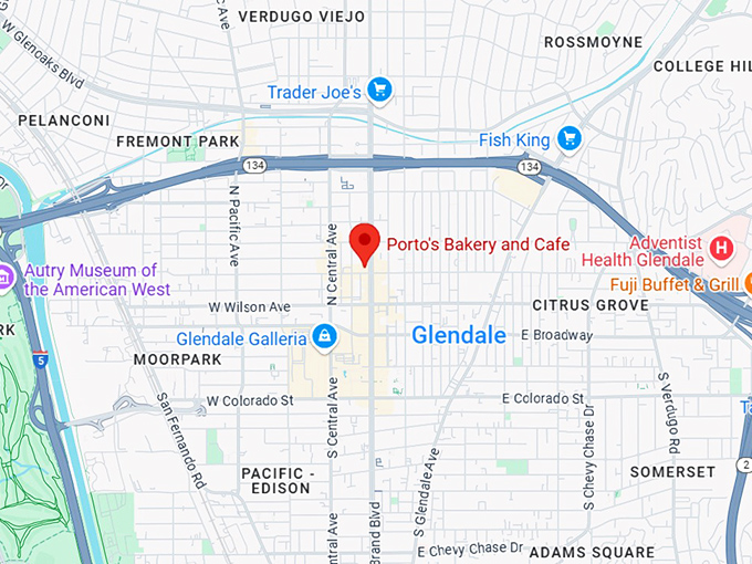 porto's bakery and cafe map