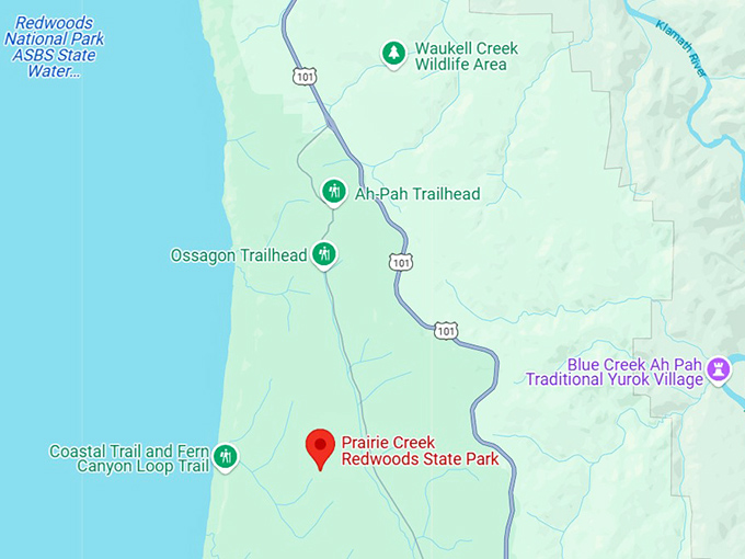 16. prairie creek redwoods state park map