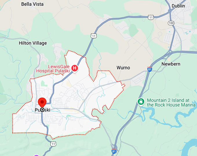 pulaski, va map