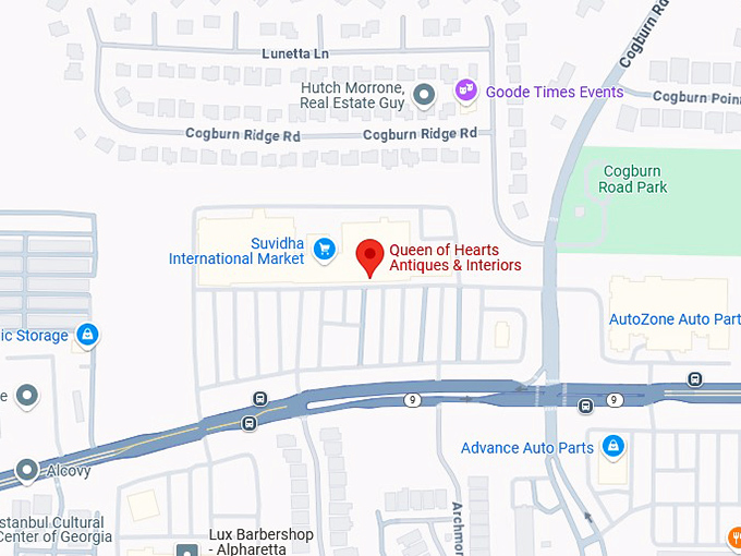 16. queen of hearts antiques & interiors map