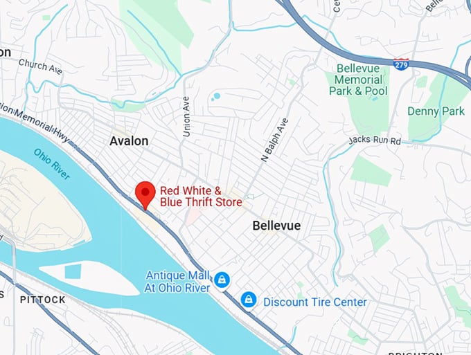 16. red white & blue thrift store (935 ohio river blvd, pittsburgh) map