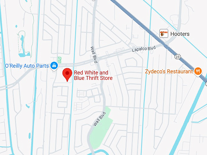 16. red white and blue thrift store map