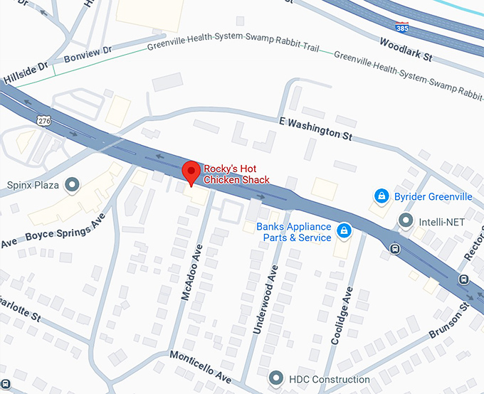 16. rocky's hot chicken shack map