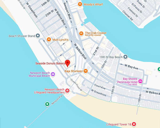 16. seaside donuts bakery map