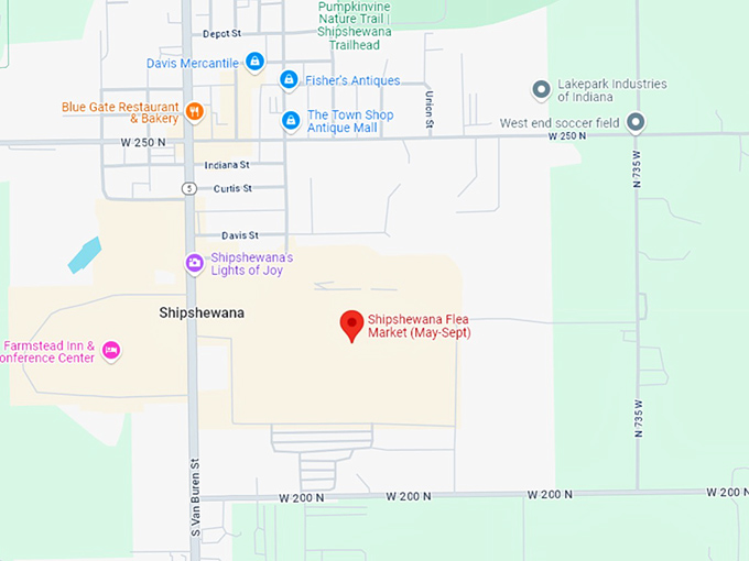 16. shipshewana flea market (may sept) map