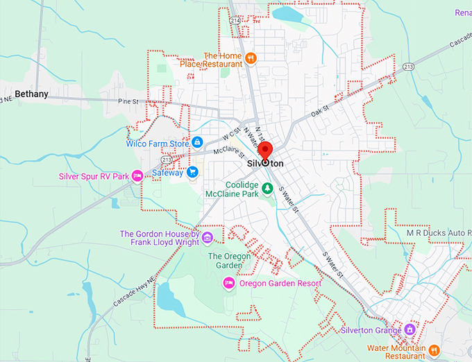 16. silverton, or map