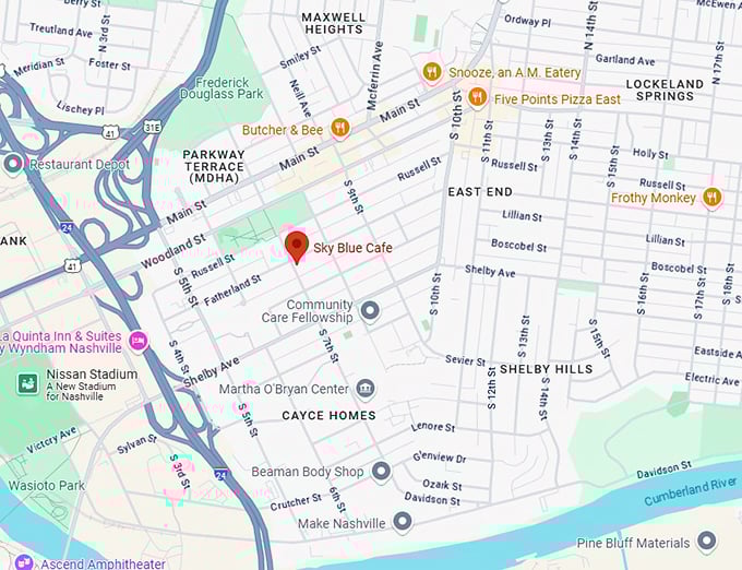 sky blue cafe map