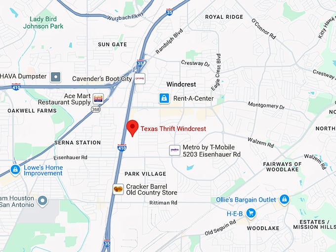 16. texas thrift store windcrest map