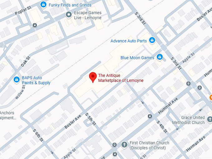 16. the antique marketplace of lemoyne map