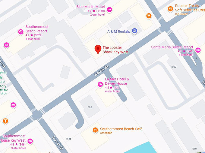 16. the lobster shack key west map