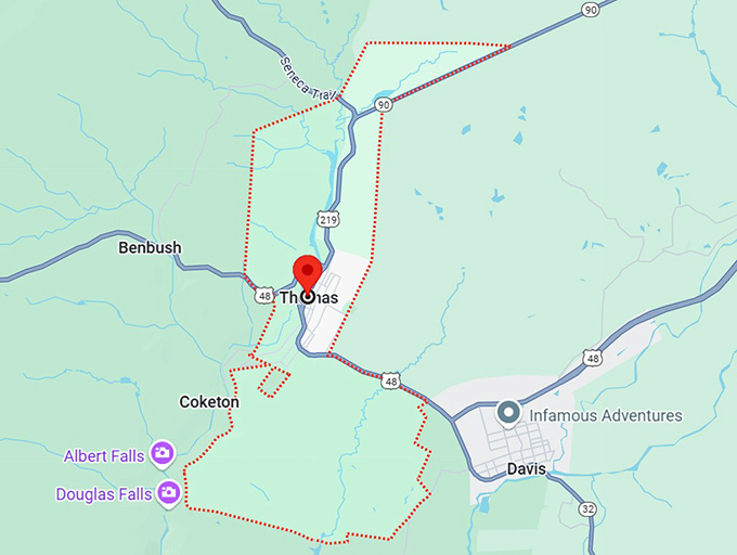 thomas, wv map