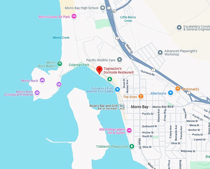 16. tognazzini's dockside restaurant map