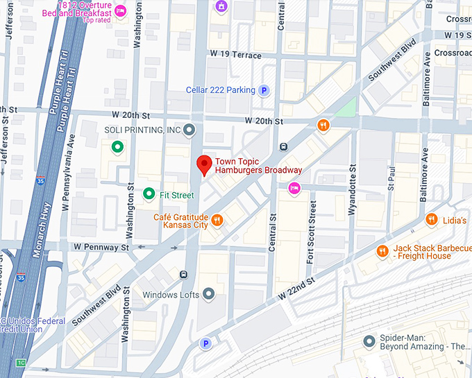16. town topic hamburgers broadway map