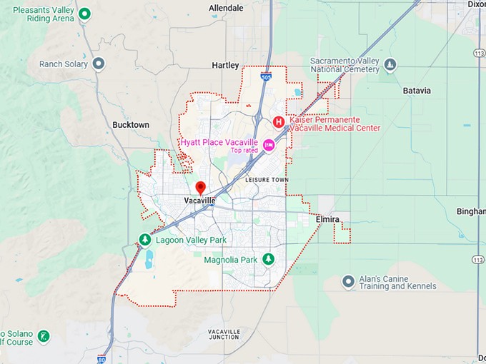 16. vacaville, ca map